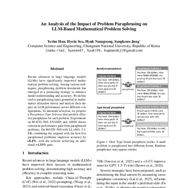 An Analysis of the Impact of Problem Paraphrasing on LLM-Based ...