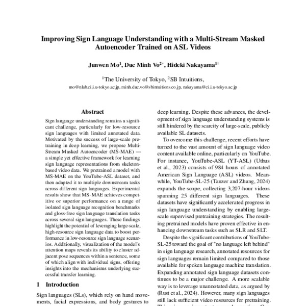 Improving Sign Language Understanding with a Multi-Stream Masked ...