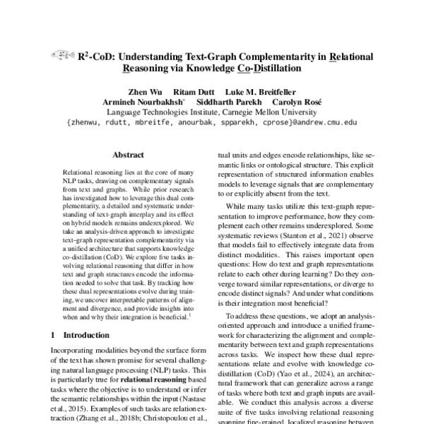 R²-CoD: Understanding Text-Graph Complementarity in Relational ...