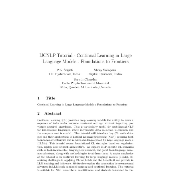 Continual Learning in Large Language Models: Foundations to Frontiers ...