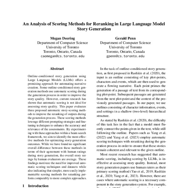 An Analysis of Scoring Methods for Reranking in Large Language Model Story Generation - ACL ...