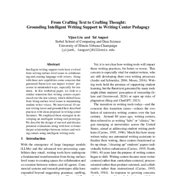 From Crafting Text to Crafting Thought: Grounding Intelligent Writing ...