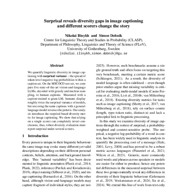 Surprisal reveals diversity gaps in image captioning and different ...