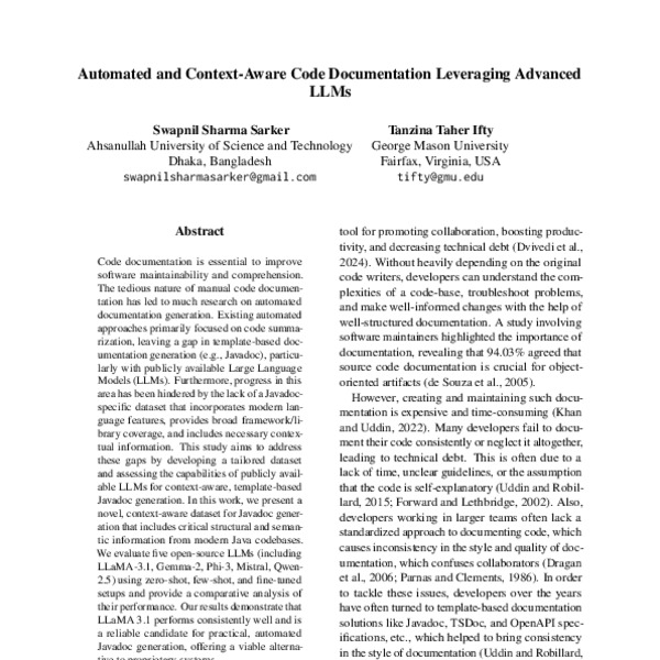 Automated and Context-Aware Code Documentation Leveraging Advanced LLMs - ACL Anthology