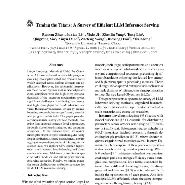 Taming the Titans: A Survey of Efficient LLM Inference Serving - ACL Anthology