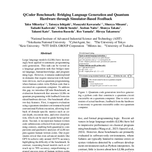 QCoder Benchmark: Bridging Language Generation and Quantum Hardware ...