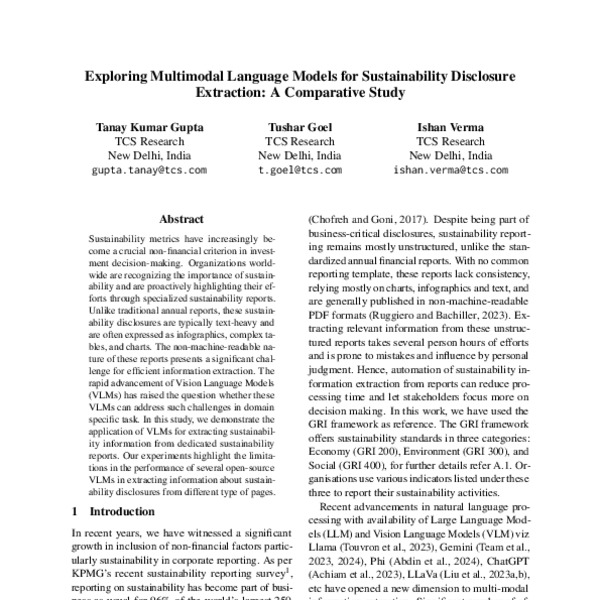 Exploring Multimodal Language Models for Sustainability Disclosure Extraction: A Comparative ...