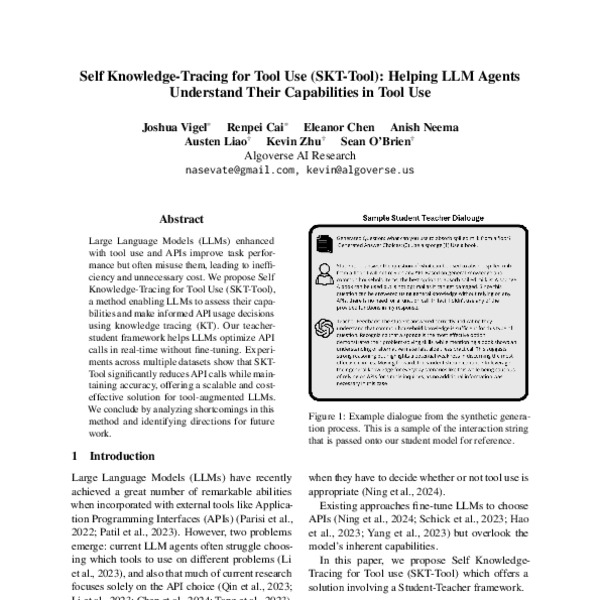 Self Knowledge-Tracing for Tool Use (SKT-Tool): Helping LLM Agents Understand Their Capabilities ...
