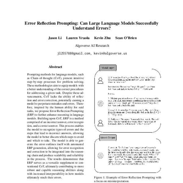 Error Reflection Prompting: Can Large Language Models Successfully Understand Errors? - ACL ...