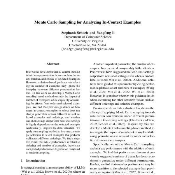 Monte Carlo Sampling For Analyzing In Context Examples Acl Anthology
