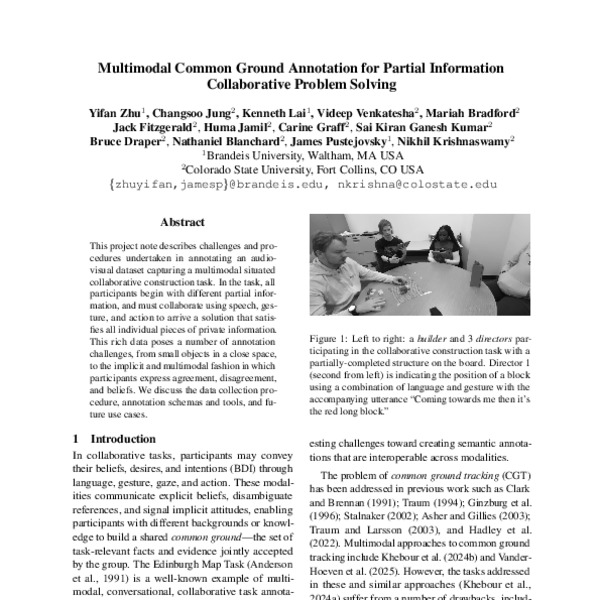 Multimodal Common Ground Annotation for Partial Information ...