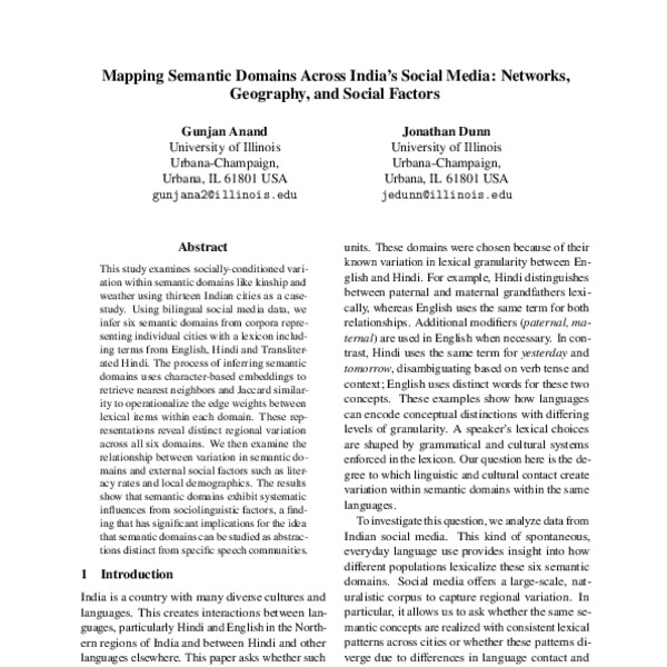 Mapping Semantic Domains Across India’s Social Media: Networks ...