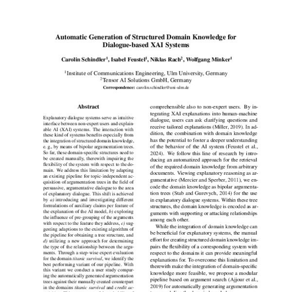 Automatic Generation of Structured Domain Knowledge for Dialogue-based XAI Systems - ACL Anthology