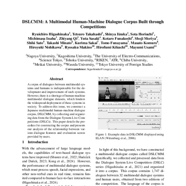 DSLCMM: A Multimodal Human-Machine Dialogue Corpus Built through Competitions - ACL Anthology