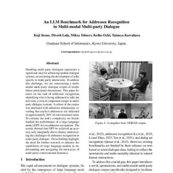 An LLM Benchmark for Addressee Recognition in Multi-modal Multi-party Dialogue - ACL Anthology