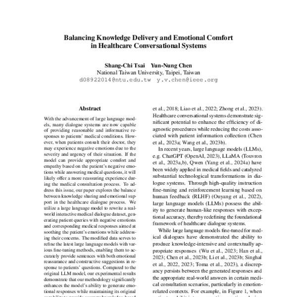 Balancing Knowledge Delivery and Emotional Comfort in Healthcare ...