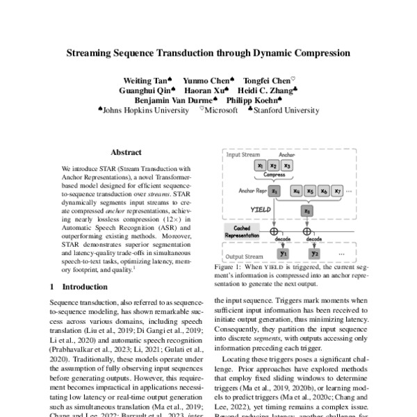 Streaming Sequence Transduction through Dynamic Compression - ACL Anthology