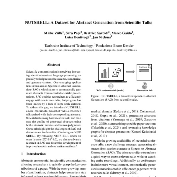 NUTSHELL: A Dataset for Abstract Generation from Scientific Talks - ACL ...
