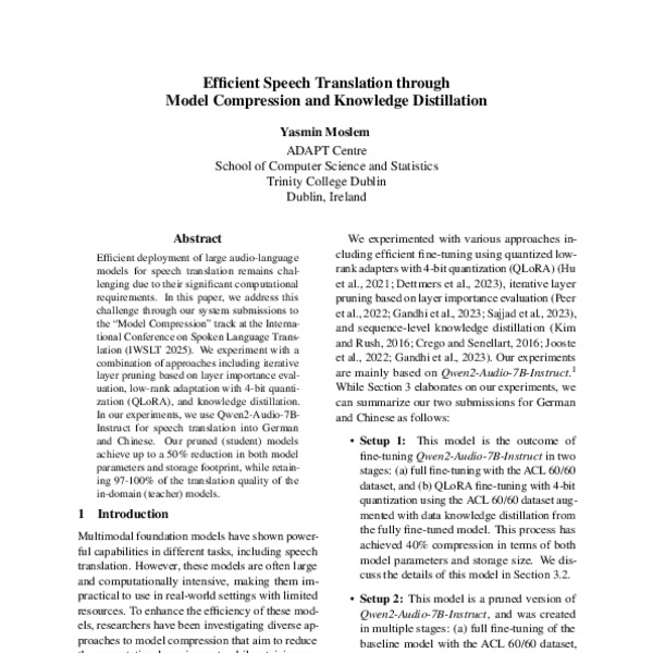Efficient Speech Translation through Model Compression and Knowledge Distillation - ACL Anthology