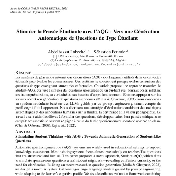 Stimuler la Pensée Étudiante avec l’AQG : Vers une Génération ...