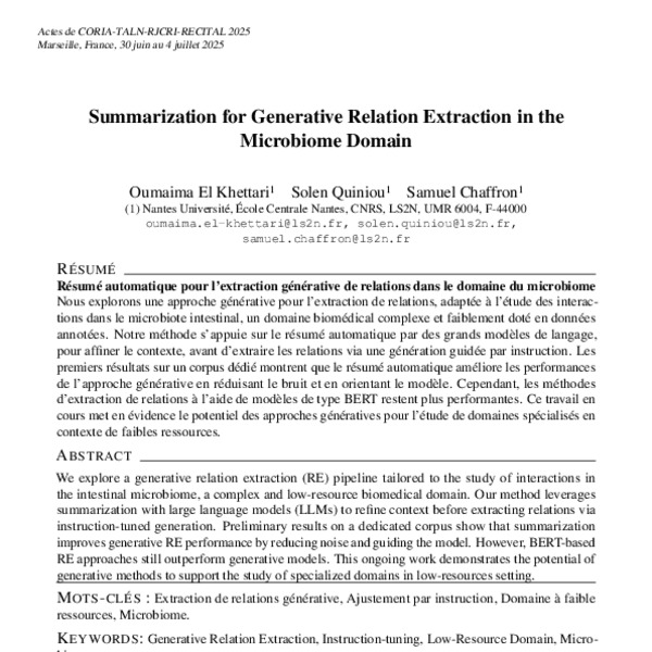 Summarization for Generative Relation Extraction in the Microbiome ...