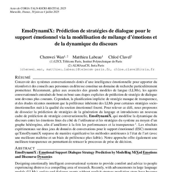 EmoDynamiX : Prédiction de stratégies de dialogue pour le support ...
