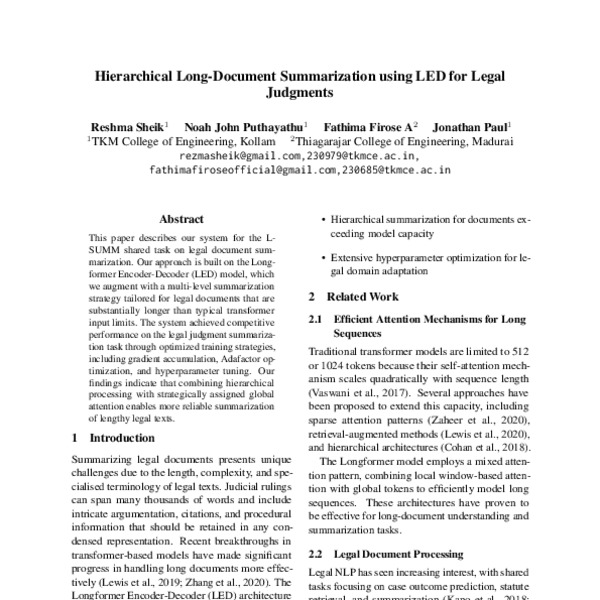 Hierarchical Long-Document Summarization using LED for Legal Judgments ...