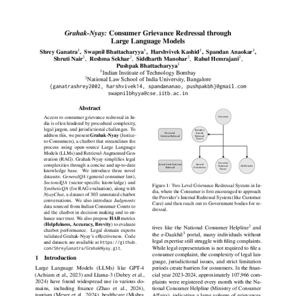 Grahak-Nyay: Consumer Grievance Redressal through Large Language Models ...