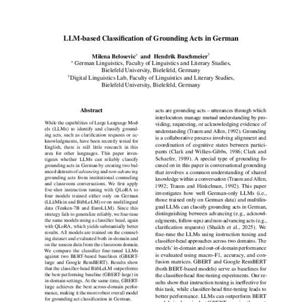 LLM-based Classification of Grounding Acts in German - ACL Anthology