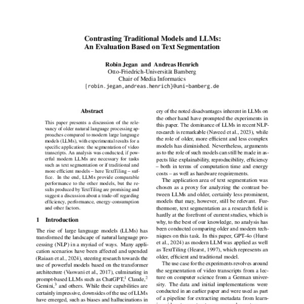 Contrasting Traditional Models and LLMs: An Evaluation Based on Text ...