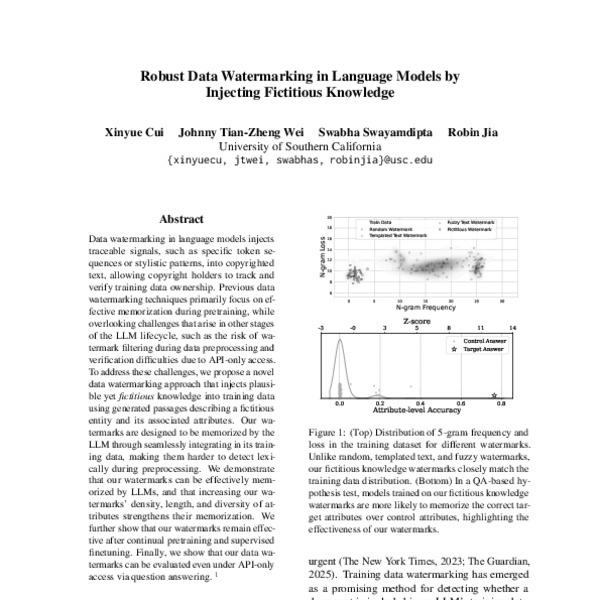 Robust Data Watermarking in Language Models by Injecting Fictitious Knowledge - ACL Anthology