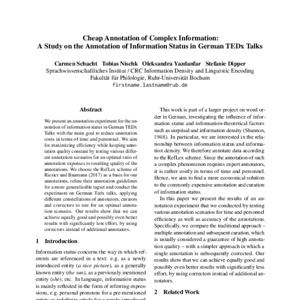 Cheap Annotation of Complex Information: A Study on the Annotation of ...