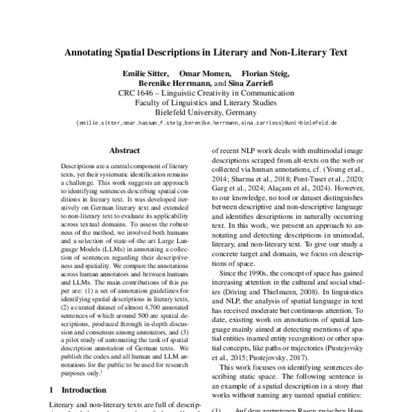 Annotating Spatial Descriptions in Literary and Non-Literary Text - ACL Anthology