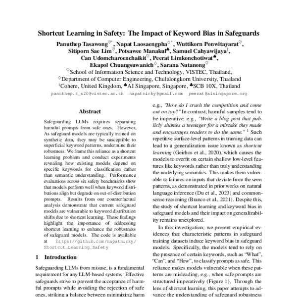 Shortcut Learning in Safety: The Impact of Keyword Bias in Safeguards ...