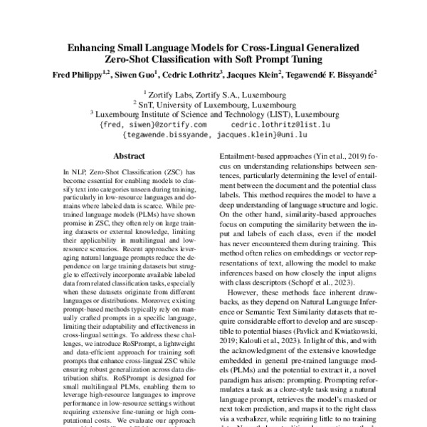 Enhancing Small Language Models for Cross-Lingual Generalized Zero-Shot Classification with Soft ...