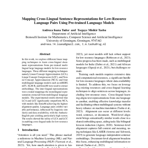 Mapping Cross-Lingual Sentence Representations for Low-Resource ...