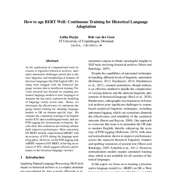 How to age BERT Well: Continuous Training for Historical Language ...