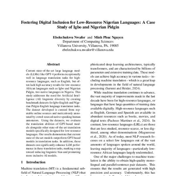Fostering Digital Inclusion for Low-Resource Nigerian Languages: A Case Study of Igbo and ...