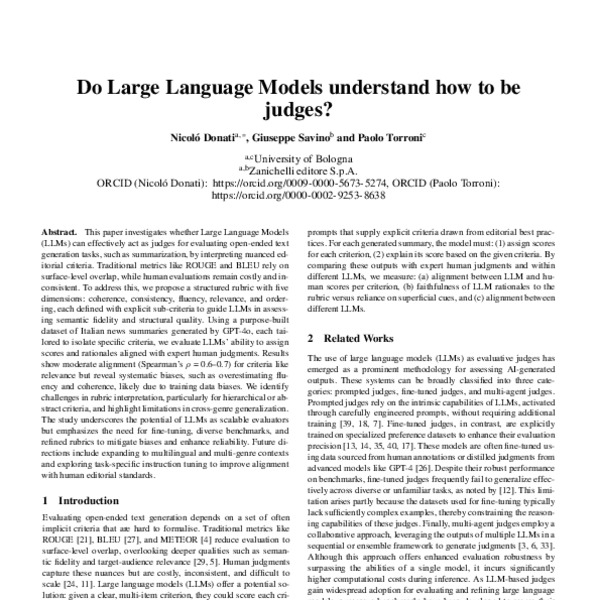 Do Large Language Models understand how to be judges? - ACL Anthology