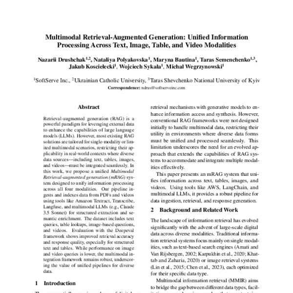 Multimodal Retrieval-Augmented Generation: Unified Information Processing Across Text, Image ...