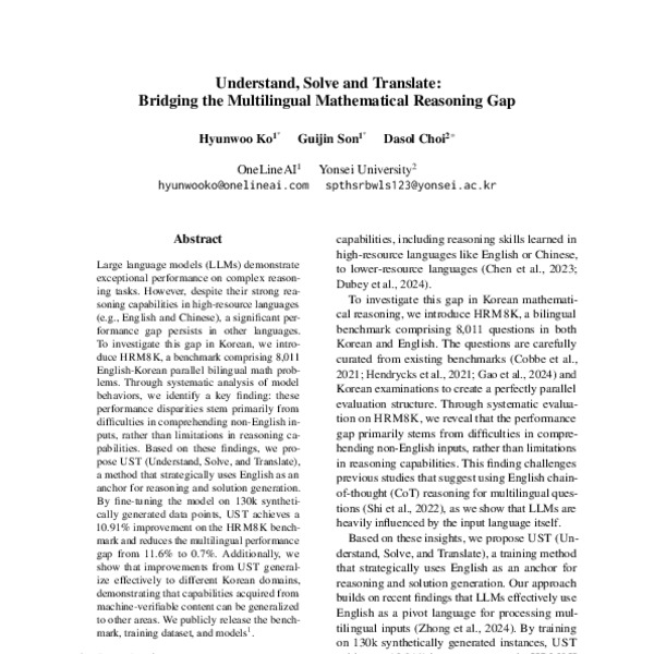 Understand, Solve and Translate: Bridging the Multilingual Mathematical ...