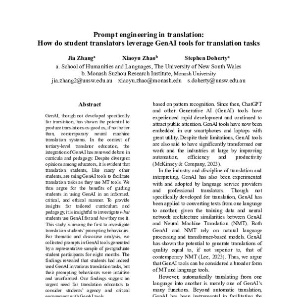 Prompt engineering in translation: How do student translators leverage GenAI tools for ...
