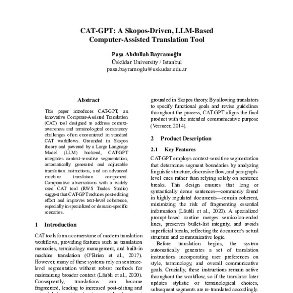CAT-GPT: A Skopos-Driven, LLM-Based Computer-Assisted Translation Tool ...