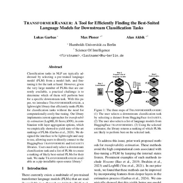 Transformerranker A Tool For Efficiently Finding The Best Suited Language Models For Downstream