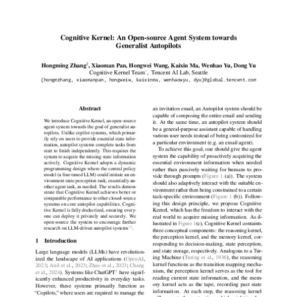 Cognitive Kernel: An Open-source Agent System towards Generalist Autopilots - ACL Anthology
