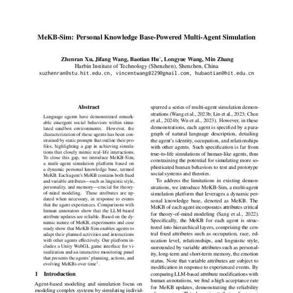 MeKB-Sim: Personal Knowledge Base-Powered Multi-Agent Simulation - ACL ...