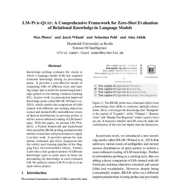 LM-Pub-Quiz: A Comprehensive Framework for Zero-Shot Evaluation of Relational Knowledge in ...