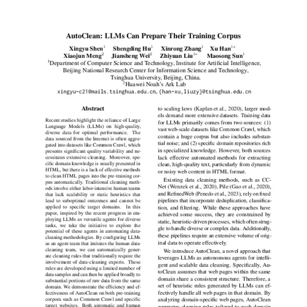 AutoClean: LLMs Can Prepare Their Training Corpus - ACL Anthology