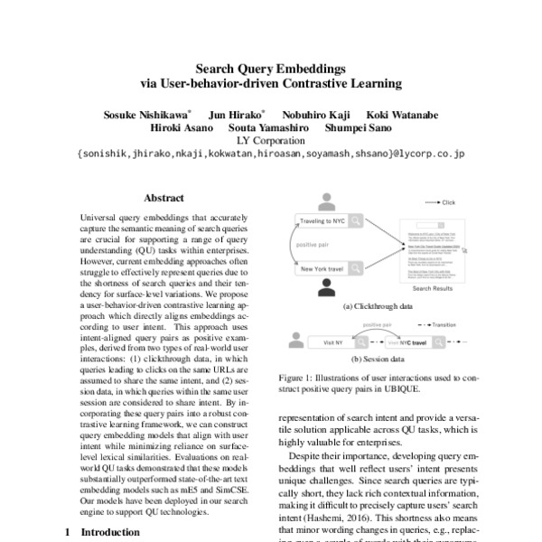 Search Query Embeddings via User-behavior-driven Contrastive Learning - ACL Anthology