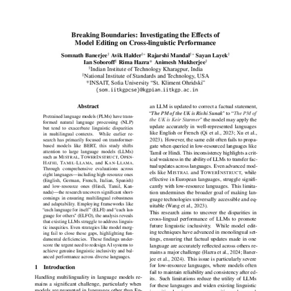 Breaking Boundaries: Investigating the Effects of Model Editing on Cross-linguistic Performance ...